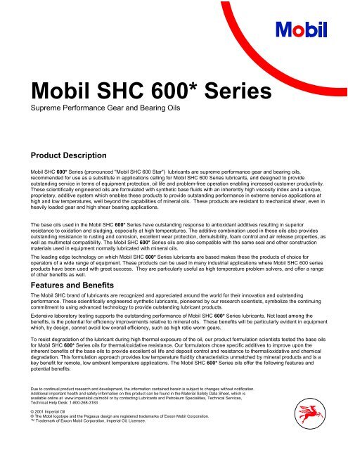 Mobil SHC 600* Series - Salvex