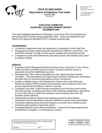 Employee Trust Funds Board Announces 2013 WRS ... - ETF