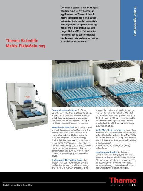 Thermo Scientific Matrix PlateMate 2x3 - Matrix Liquid Handling ...