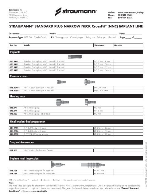 STRAUMANN® STANDARD PLUS NARROW NECK CrossFit® (NNC)