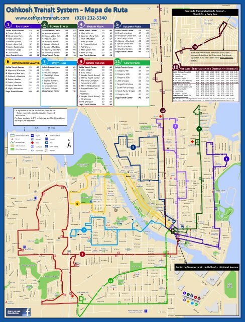 Oshkosh Transit System - Mapa de Ruta - City of Oshkosh