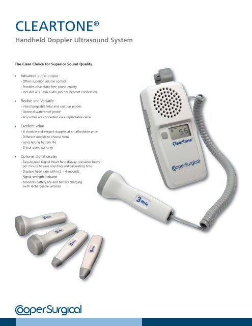 CLEARTONEâ ¢ Handheld Doppler Ultrasound ... - CooperSurgical