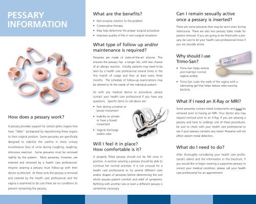 PESSARY INFORMATION How d