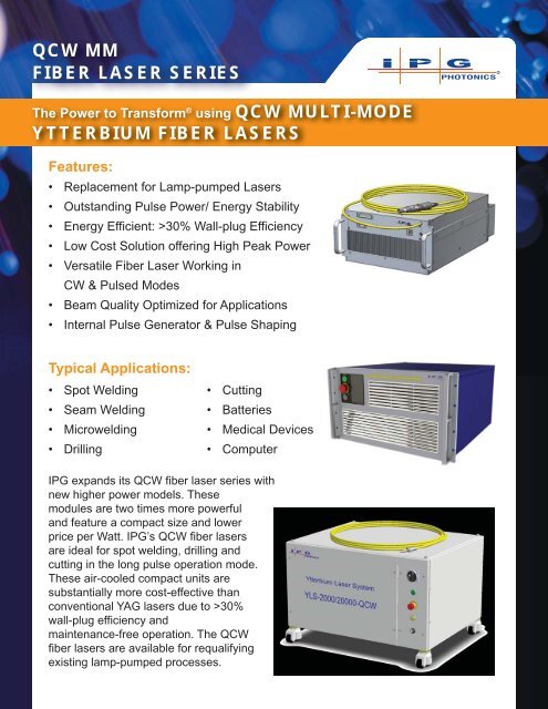 QCW MM 2011 Series_data - IPG Photonics