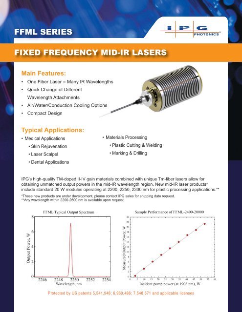 FIXED FREQUENCY MID-IR LASERS FFML SERIES - IPG Photonics