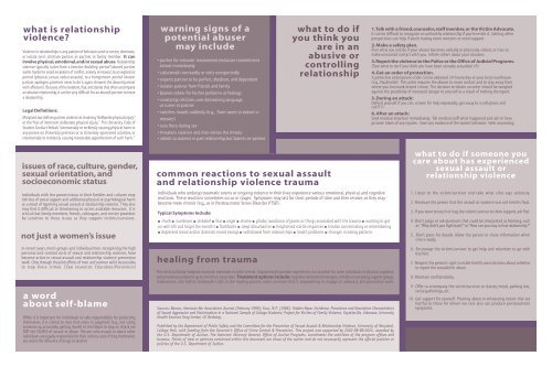 Sexual Assault and Relationship Violence Brochure - University ...