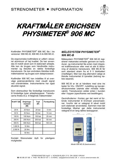 kraftmåler erichsen physimeter® 906 mc - Strenometer ApS