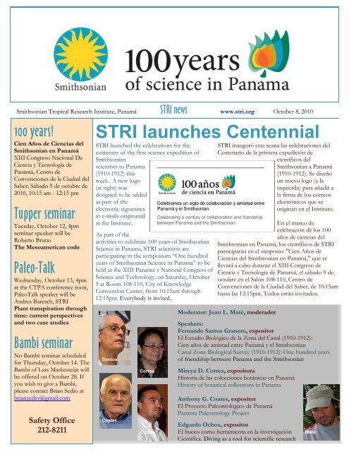 STRI launches Centennial - Smithsonian Tropical Research Institute