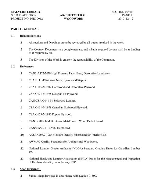 06400 Architectural Woodwork - Struct-Con Construction Ltd.