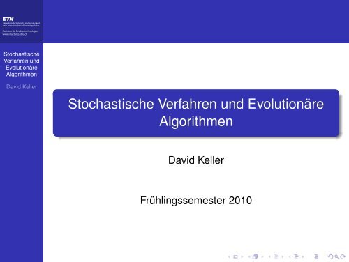Stochastische Verfahren und EvolutionÃ¤re Algorithmen