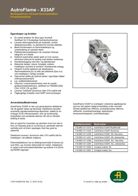 AutroFlame - X33AF - Autronica - Autronica Fire and Security