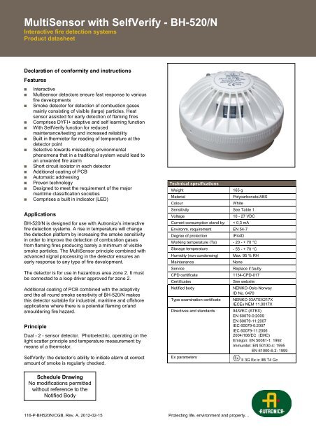 MultiSensor with SelfVerify - BH-520/N - Autronica Fire and Security