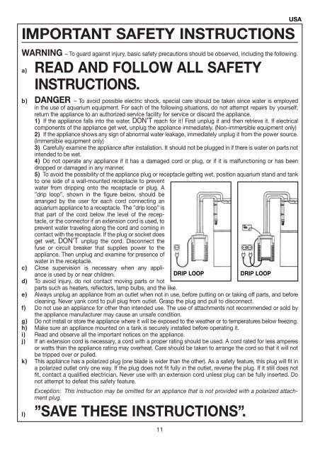 important safety instructions read and follow all ... - aquarium line