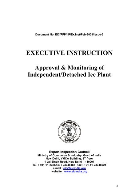 EXECUTIVE INSTRUCTION Approval ... - Export Inspection Council