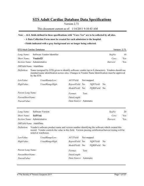 STS Adult Cardiac Database Data Specifications - The Society of ...
