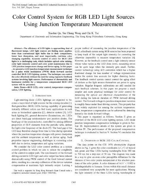 Color Control System for RGB LED Light Sources Using Junction ...