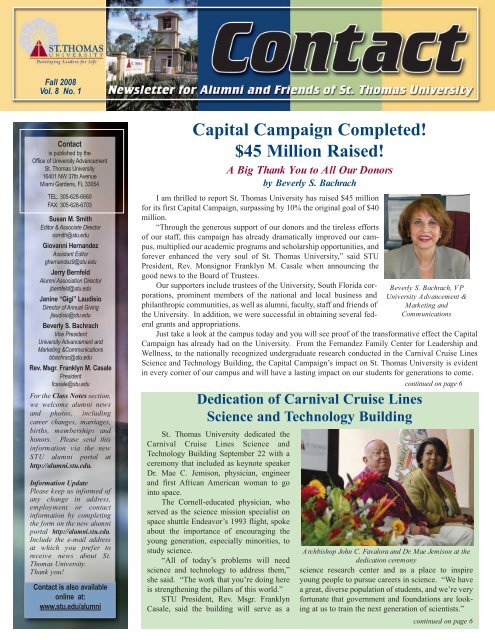 Capital Campaign Projects - St. Thomas University