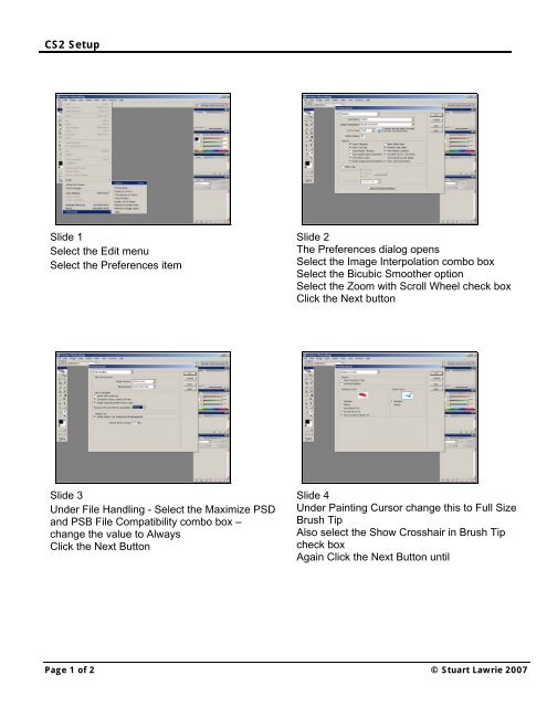 Photoshop Options - Stuart Lawrie Images