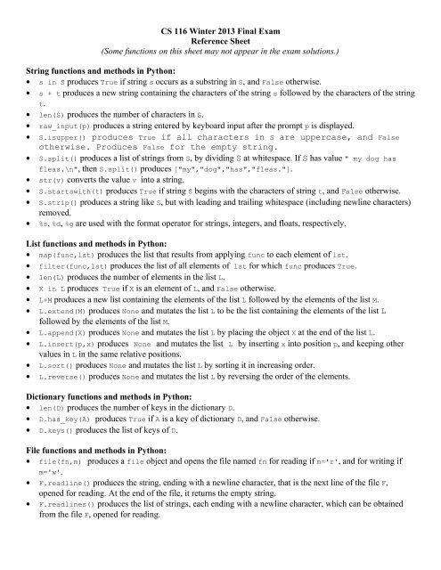 CS 116 Fall 2009 Final Exam - Student.cs.uwaterloo.ca
