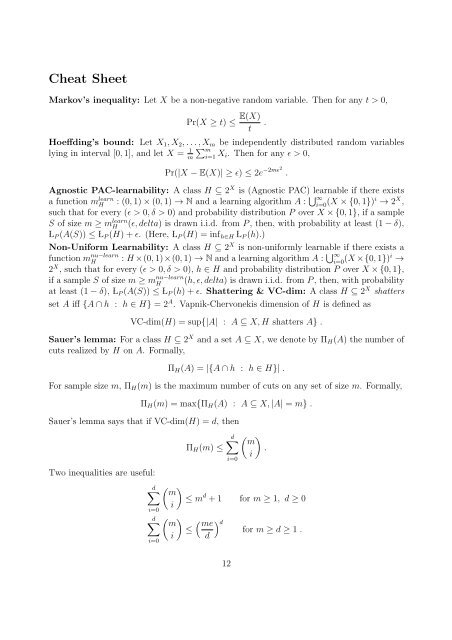 Cheat Sheet - Student.cs.uwaterloo.ca