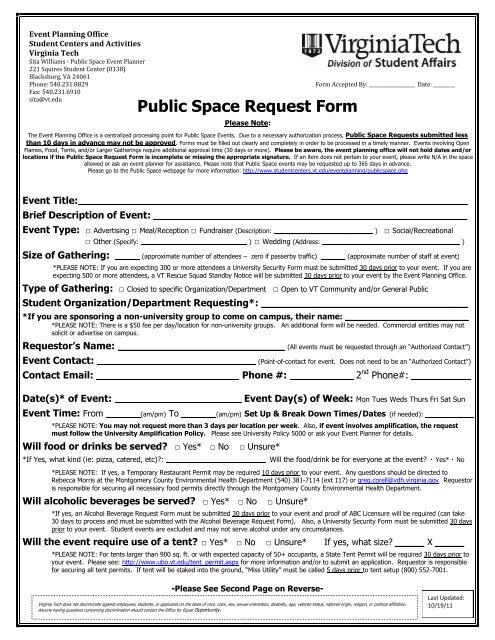 Public Space Request Form - Student Centers and Activities ...