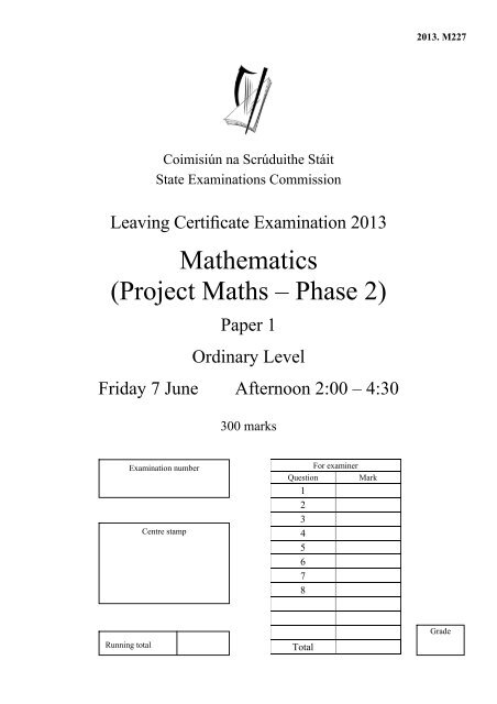 Mathematics (Project Maths â Phase 2) - Examinations.ie