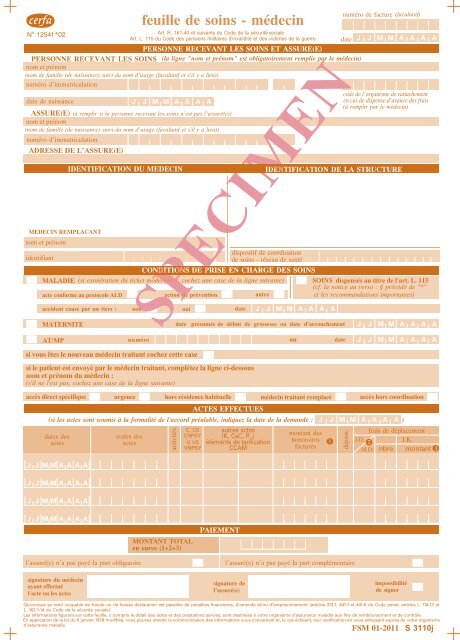 feuille de soins - mÃ©decin