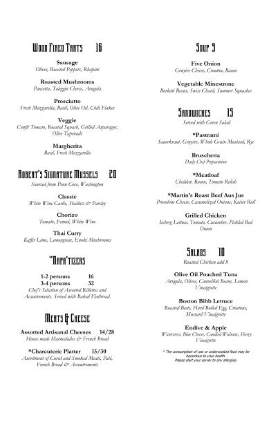 Tasting Room Menu - Brabo