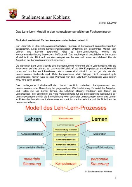 Das Lehr-Lern-Modell im naturwissenschaftlichen Unterricht
