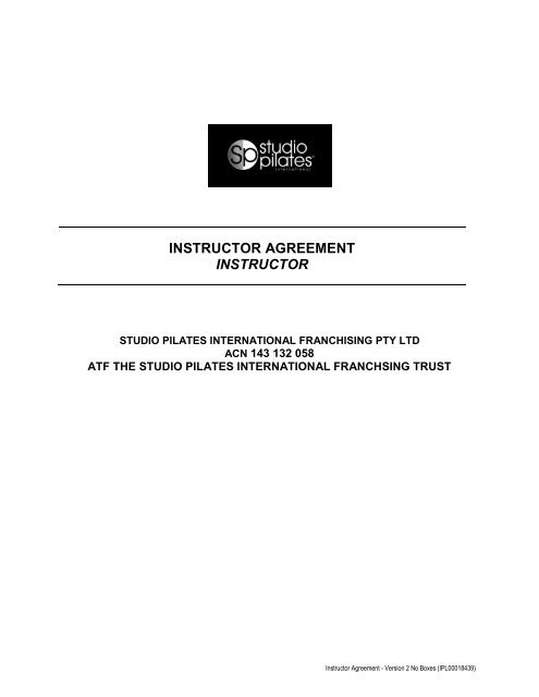 INSTRUCTOR AGREEMENT INSTRUCTOR - Studio Pilates