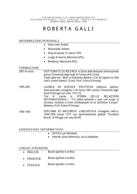 ROBERTA GALLI - Studi sullo Stato - UniversitÃ degli Studi di Firenze