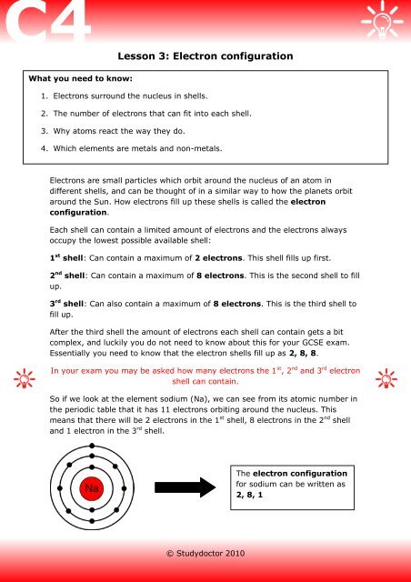 Lesson 3: Electron configuration - Lesson 1