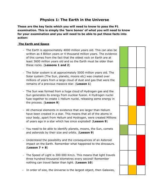 Physics 1: The Earth in the Universe - Lesson 1