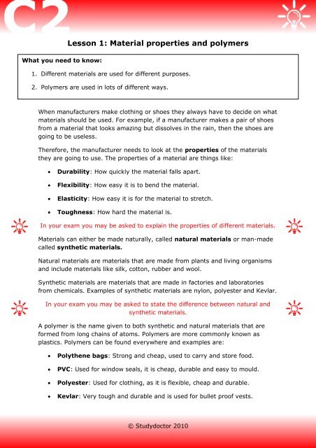 Uses And Properties Of Polymers