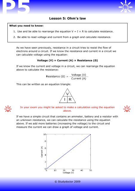 Lesson 5: Ohm's law - Lesson 1