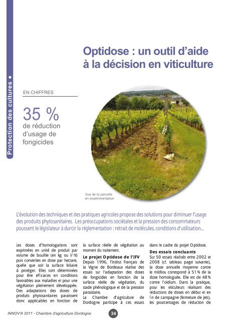 Optidose : un outil d'aide Ã la dÃ©cision en viticulture - Chambre d ...