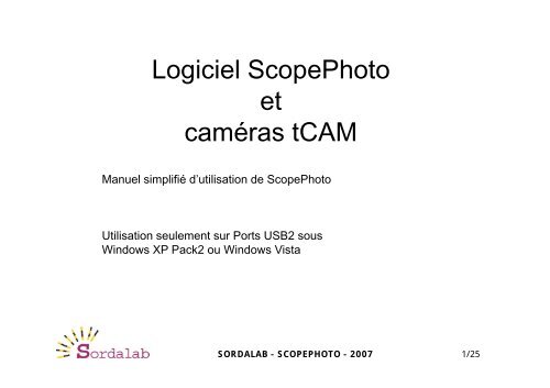 notice logiciel scopephoto - sordalab