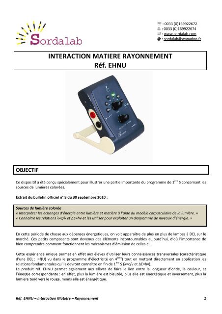 Notice maquette EHNU - sordalab