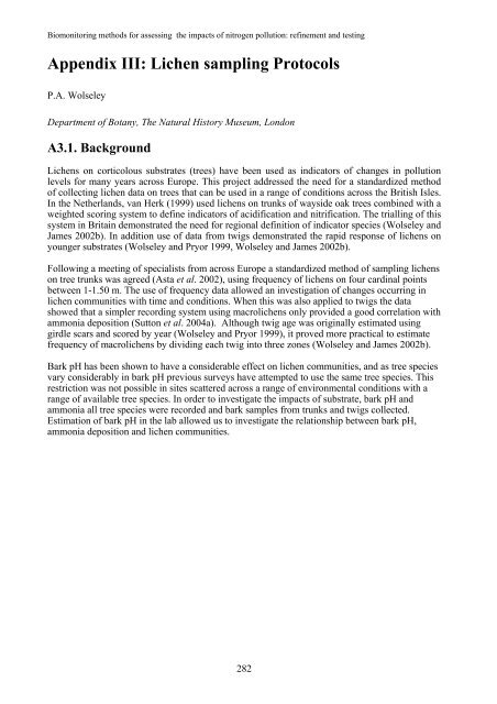 Appendix III: lichen sampling protocols - JNCC