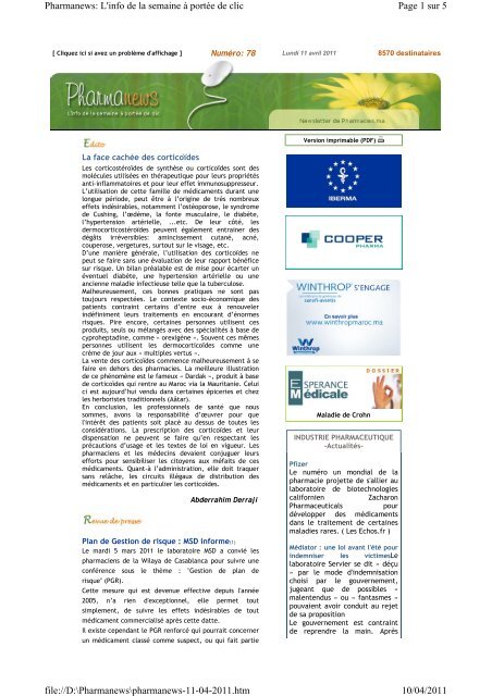 Version imprimable (PDF) - Pharmacies.ma