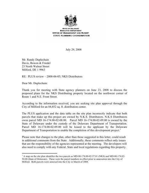 PLUS review - Delaware Office of State Planning Coordination ...