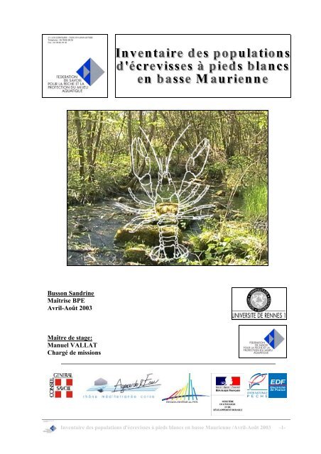 biologie de l'.crevisse - Pêche en Savoie