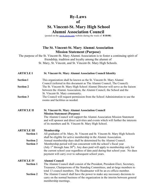 Alumni Association Bylaws St Vincent St Mary High School alumni-association-bylaws-st-vincent-st-mary-high-school
