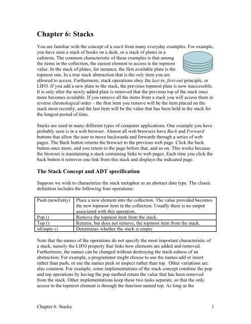 Chapter 6: Stacks - Classes