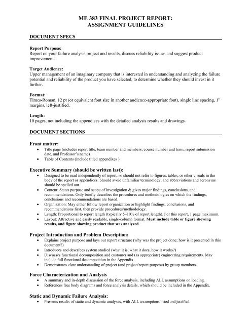 Project Report Guidelines - Classes