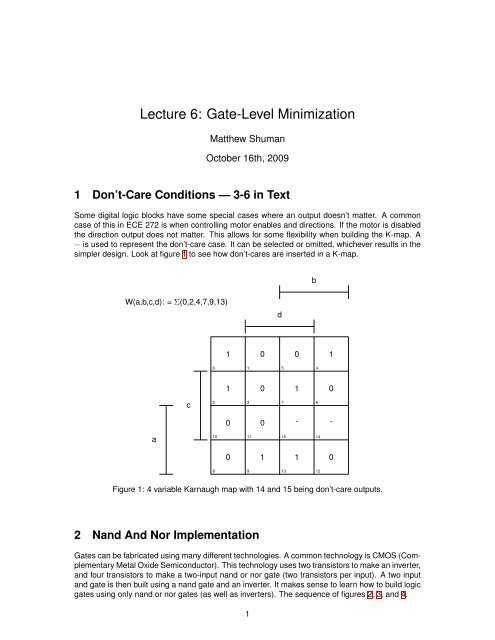Lecture 6 Gate Level Minimization Classes