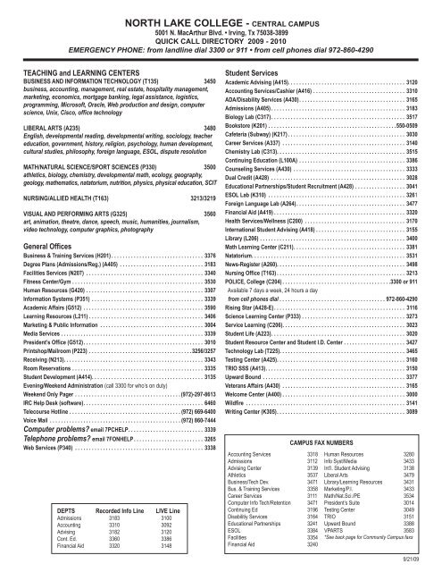 NORTH LAKE COLLEGE - CENTRAL CAMPUS