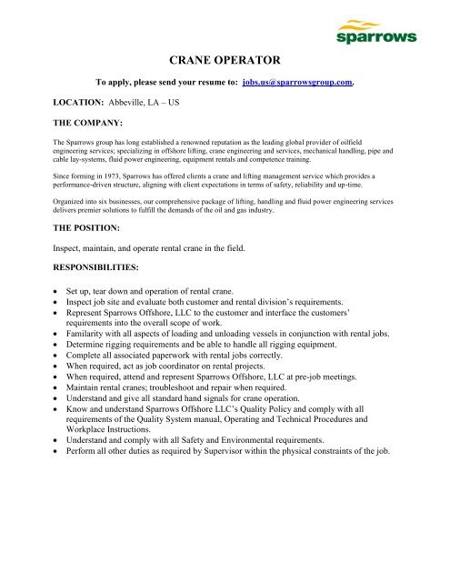 Rigger Job Description Resume