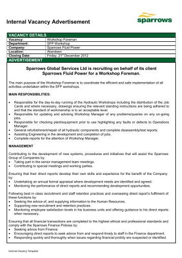 SGS Internal Vacancy Template - Sparrows