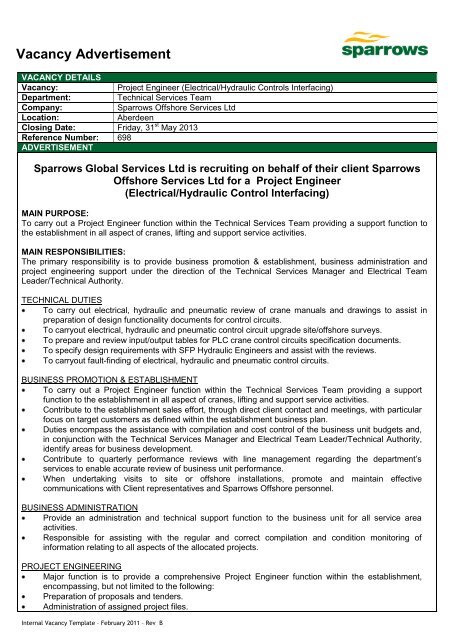 SGS Internal Vacancy Template - Sparrows